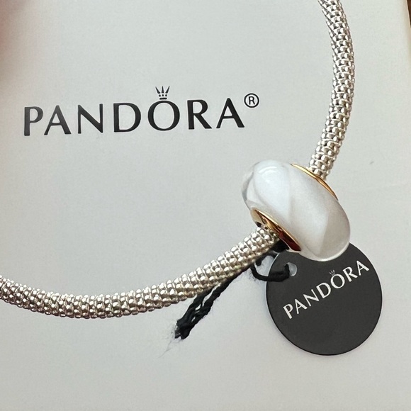 Pandora | Jewelry | Pandora Shine White Waves Glass Charm Nwt | Poshmark